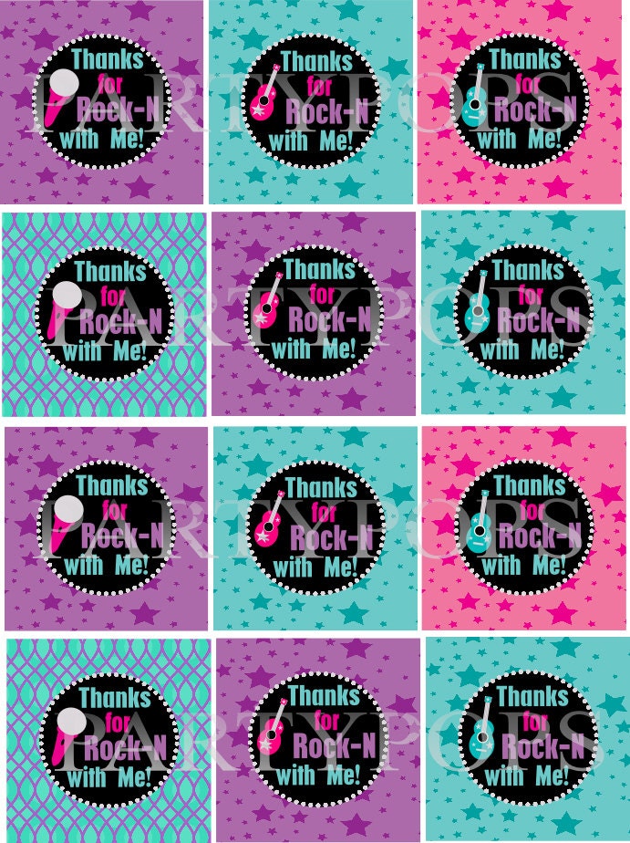 RockStar Party Thank You Favor Tag Rock Star by PartyPops