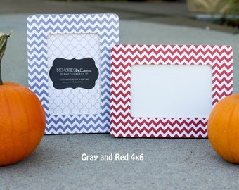 Items similar to Coastal - mint and gray chevron picture frame table ...