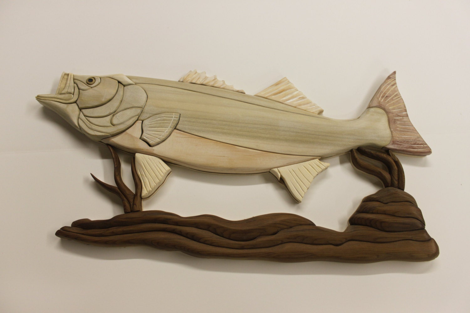 Bass Fish Intarsia Wall Hanging by AndersonWoodShop on Etsy