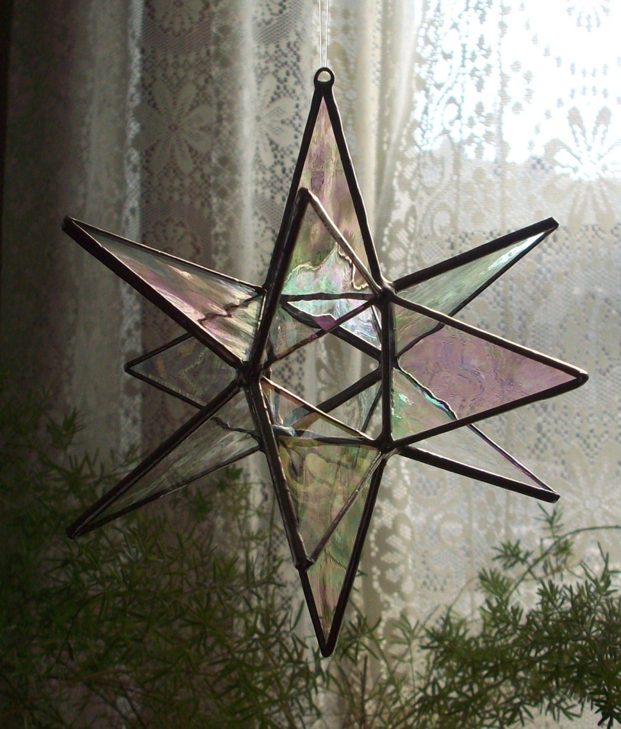 Stained glass star 6 12 point Moravian Star