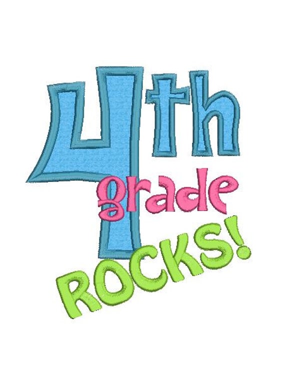 4th Grade Rocks Applique Machine Embroidery Designs