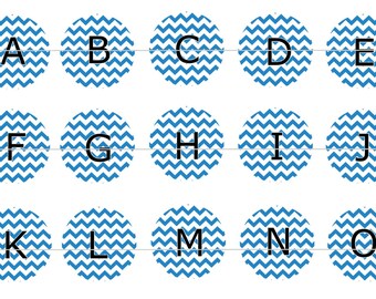 Instant Download Blue and White Chevron Alphabet Digital Bottle Cap ...