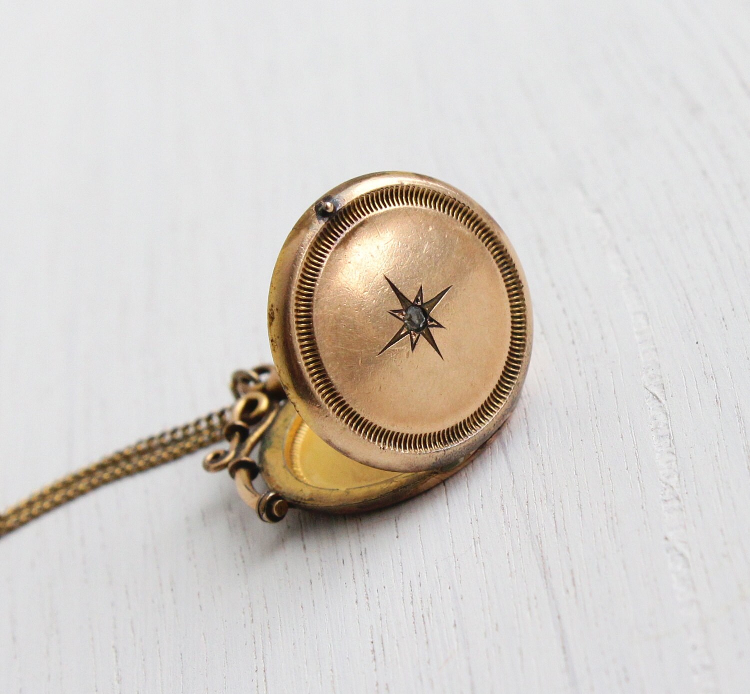 Antique Victorian Rhinestone Locket Necklace by MaejeanVintage