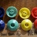 Cool Vintage Inkwell Buttons Red Blue Green Yellow 7/8