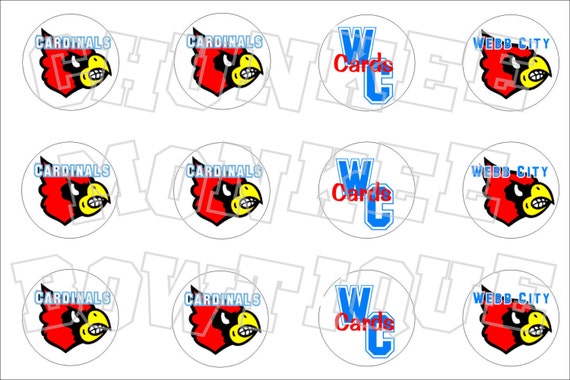 Webb City Cardinals bottlecap image sheet high school