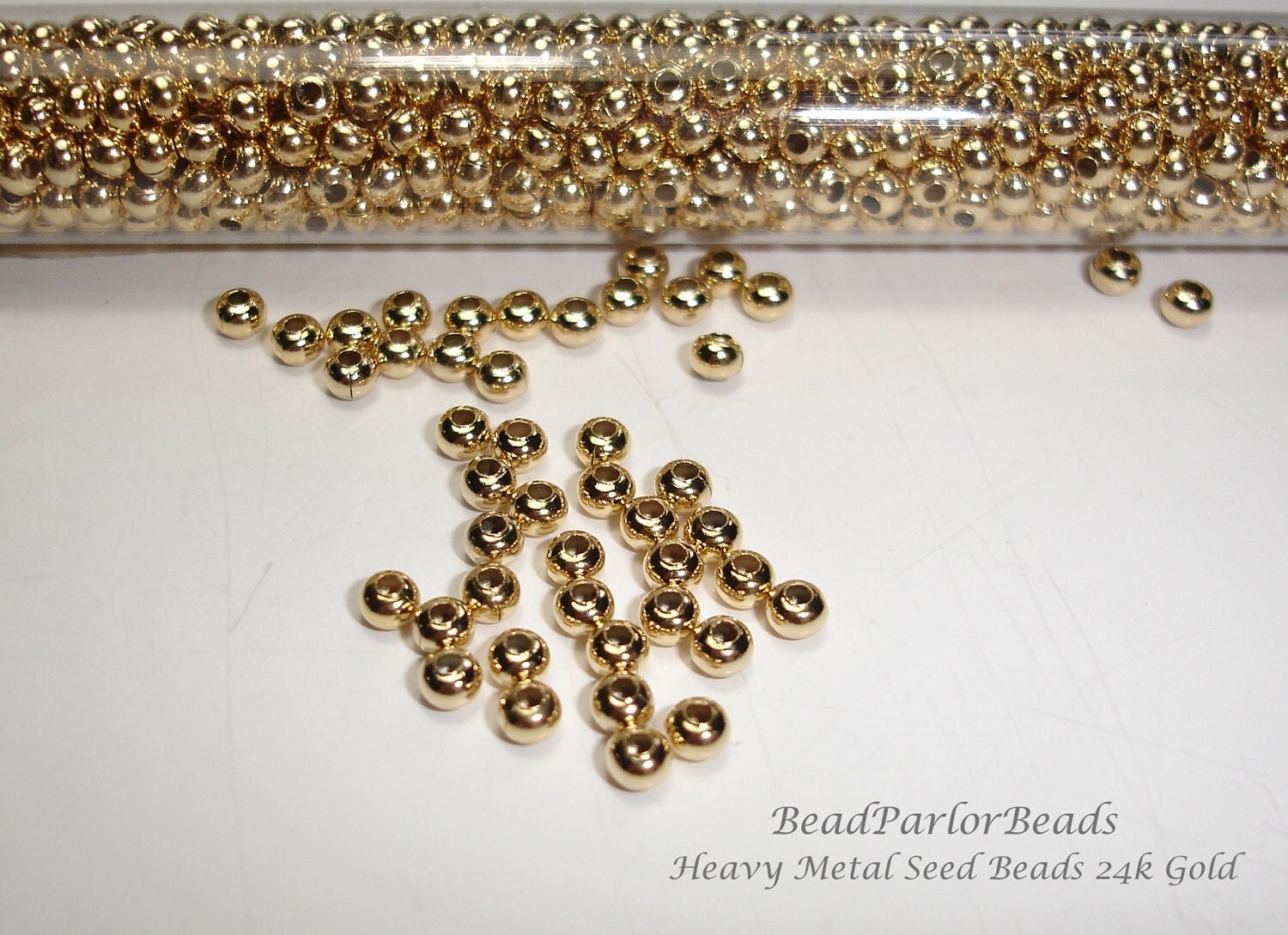 24K Gold Plated Metal Seed Beads Size 11/0 52 by BeadParlorBeads
