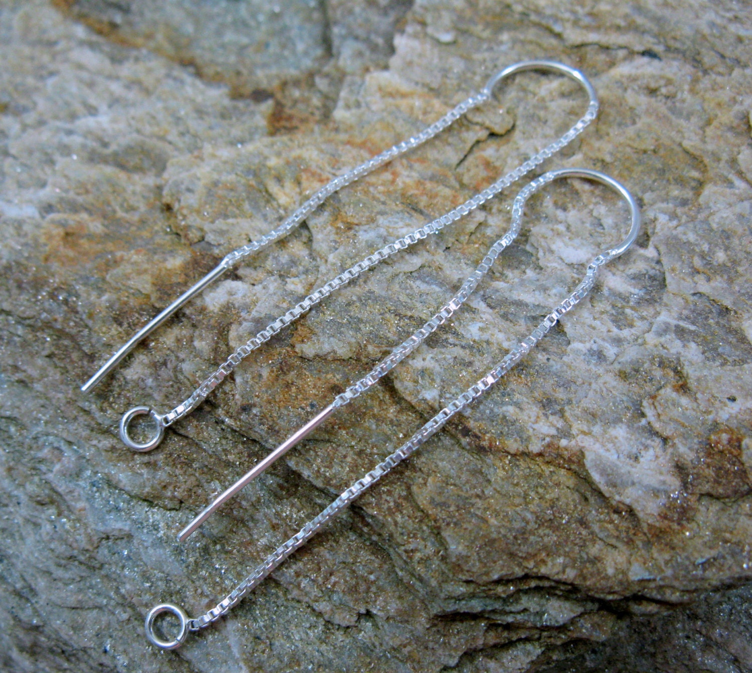 1 Pair Sterling Silver 4 Ear Threads Earwires with