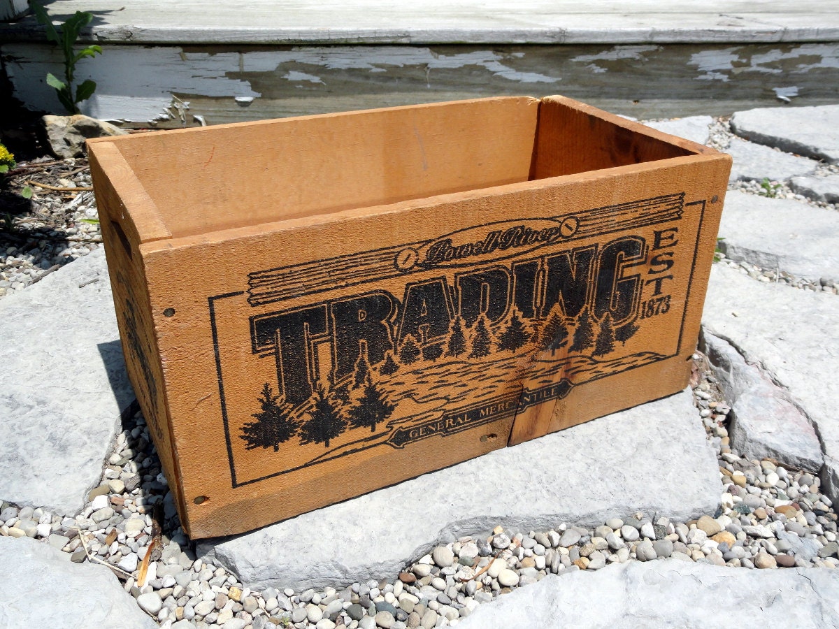 Vintage Wood Powell River Trading Post Crate – Home Decor Storage Box ...