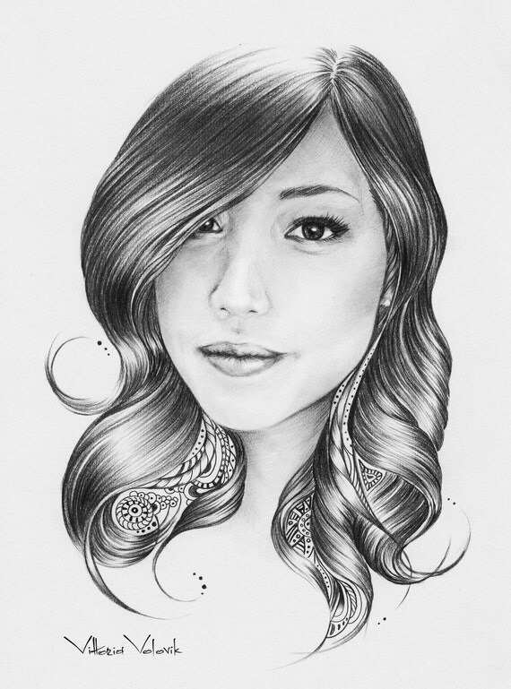 Original Custom Portrait Mixed Technique Watercolors
