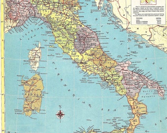 Large map of italy | Etsy