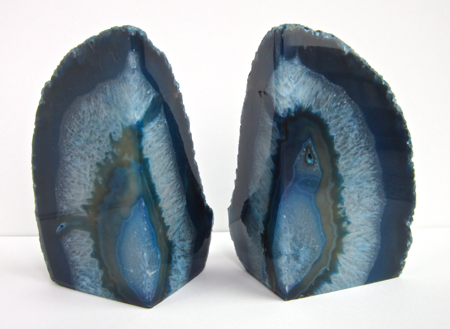 Blue Agate Geode Bookends Gorgeous dark and light blue agate