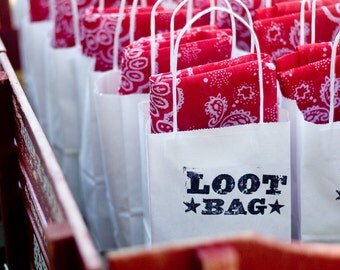 Cowboy Party LOOT BAG Oversized Rubber Stamp and Large Black Ink Pad