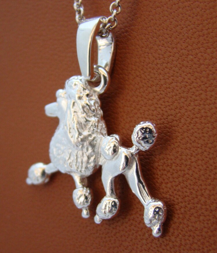 Small Sterling Silver Poodle Moving Study Pendant by BestK9buds