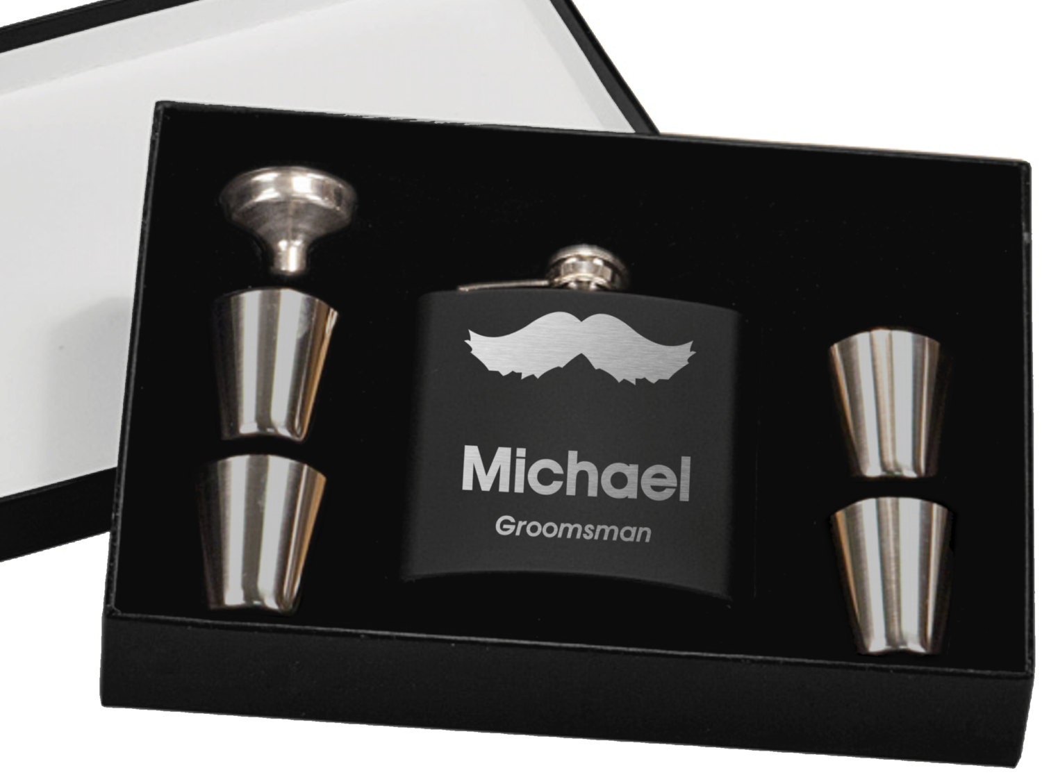 Set of 3 Groomsmen Gift Flask Gift Set Personalized Flask