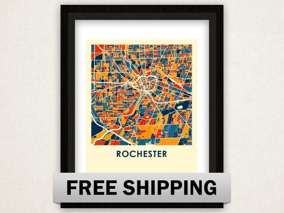 Rochester Map Print Full Color Map Poster by iLikeMaps on Etsy
