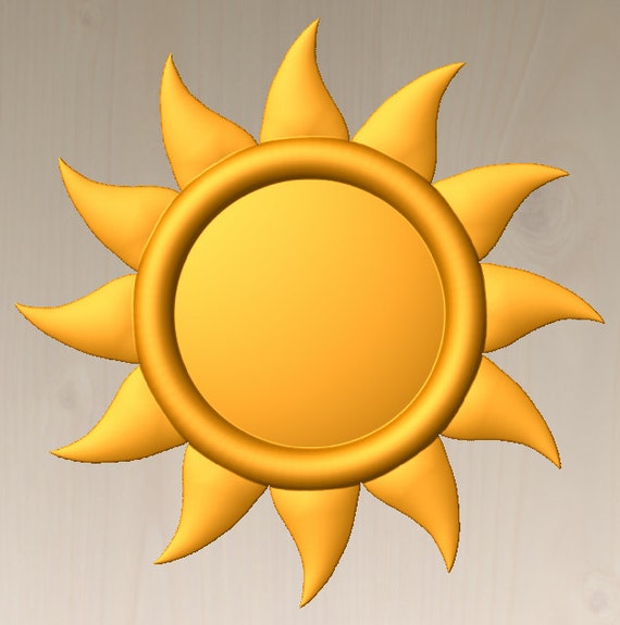 Sun CNC wood carving pattern deep relief model for CNC