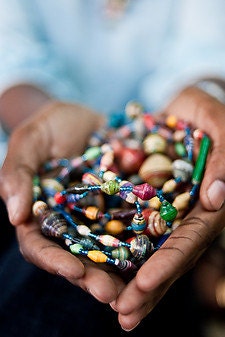 Ugandan paperbead Paper Bead Necklace Ekisa Extra Long