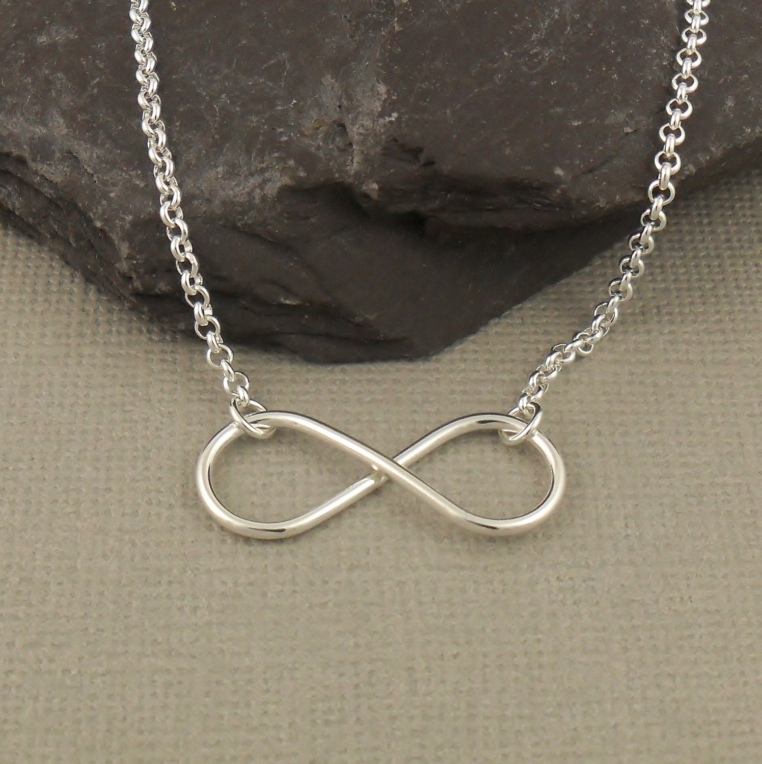 Large Infinity Necklace Sterling Silver Necklace 925