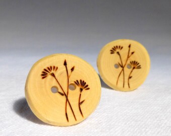Pine Cone Wood Button 1 Inch Rustic Wooden by WoodenHeartButtons