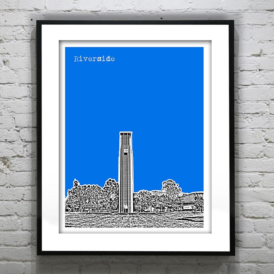 Riverside California Skyline Poster Print Art Carillton Bell