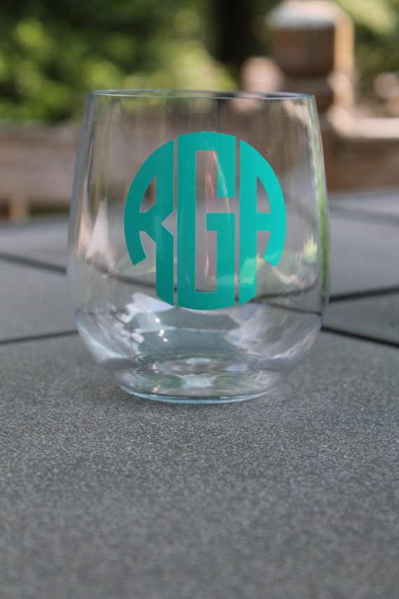 Monogram Stemless Wine Glass Acrylic By Designsem On Etsy