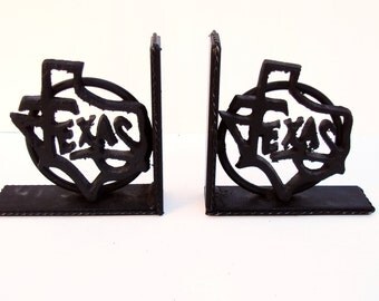 Handcrafted Western Cast Iron State of Texas Map Lone Star State Bookends