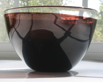Metallic Black and Copper Ruby Glass Bowl by StudioAtPennyLane