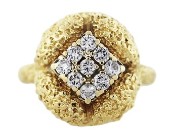 18K Yellow Gold Nugget Diamond Ring