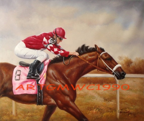 Items similar to Sold - Original Equestrian Equine Race Racing ...