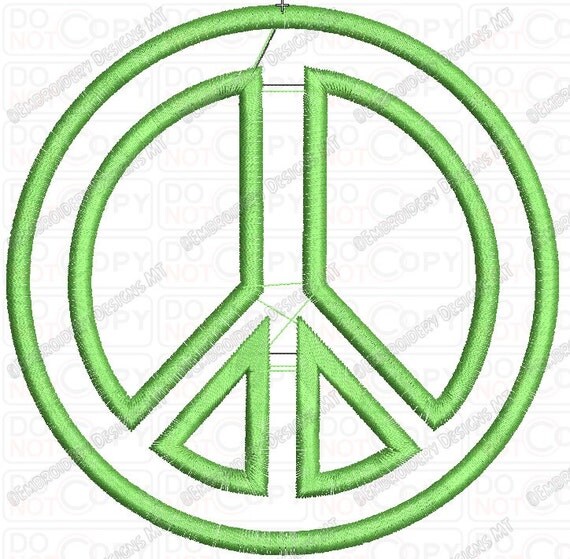 Peace Sign Applique Embroidery Design in 4x4 and by Pixels2Threads