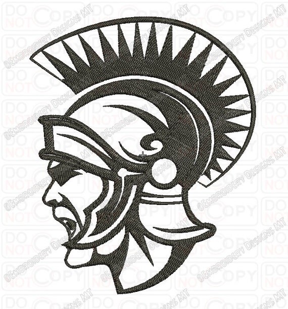 Trojan Head Embroidery Design in 3x3 4x4 and 5x7 Sizes