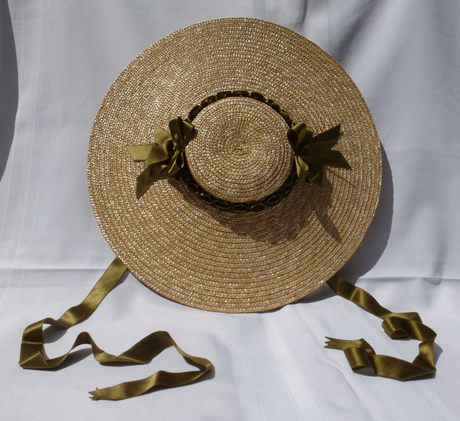 18th Century Shallow Crown Straw Hat Trimmed by FashionableFrolick