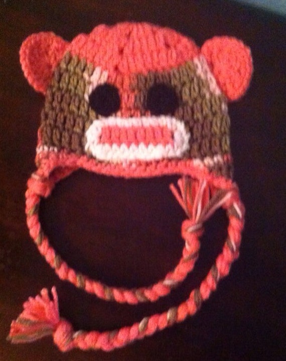 Items similar to Pink Camo Sock Monkey Hat on Etsy