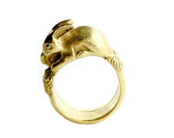 Popular items for gold rabbit ring on Etsy