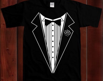Tuxedo T Shirt Funny Vintage Retro Hipster T-Shirt Party Bow Tie Cool ...