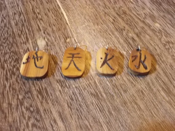 Items similar to Elements Kanji Symbol Pendant made from Japanese Cedar ...