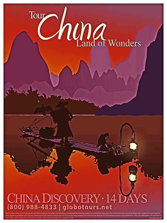 China Art Travel Poster Tourism Print TR25 by Blivingstons on Etsy