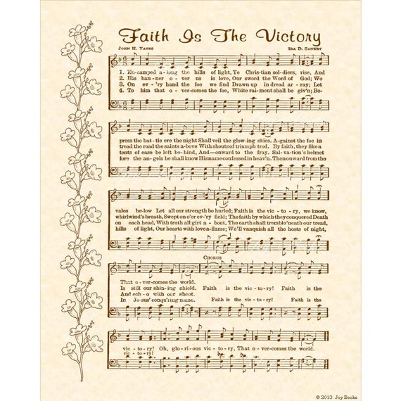 FAITH Is The VICTORY 8x10 Antique Hymn Art Print Natural