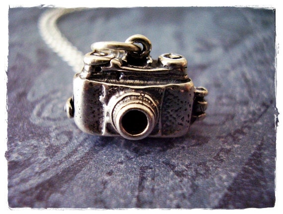 Movable Camera Necklace Sterling Silver by EvelynMaeCreations