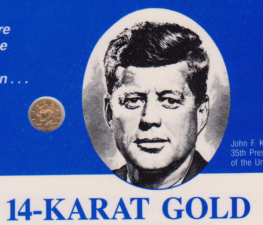John F Kennedy Mini Half Dollar 14K GOLD Coin For 30th