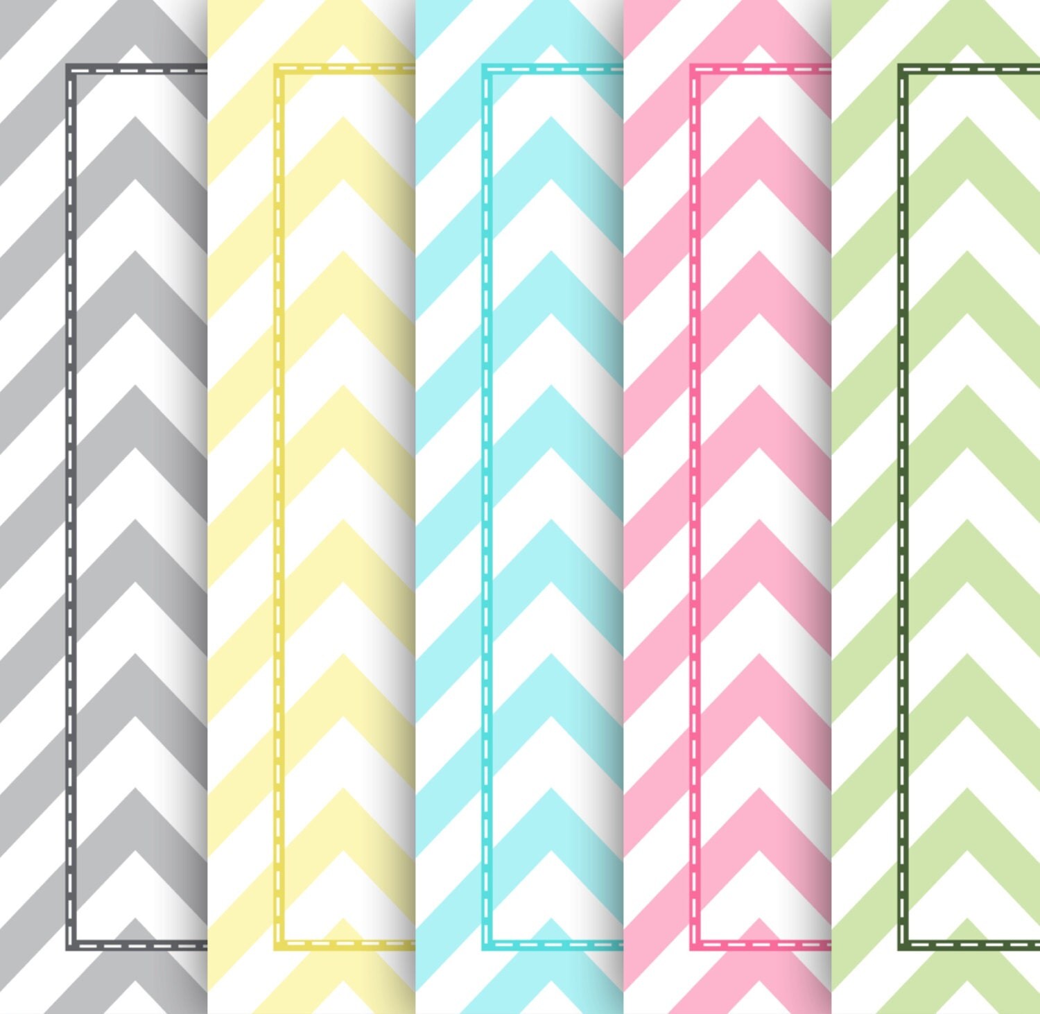 SALE-8x10 Chevron Dash Border Digital Paper Pack of 5-JPG