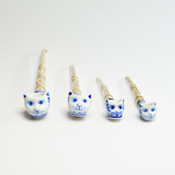Set of 4 The Classic Cat Tobacco Smoking Pipe with Nickel