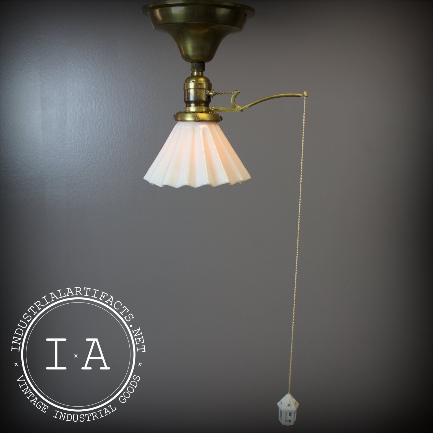 Vintage Industrial Antique Rare Hubbell Pendant Lamp Lever