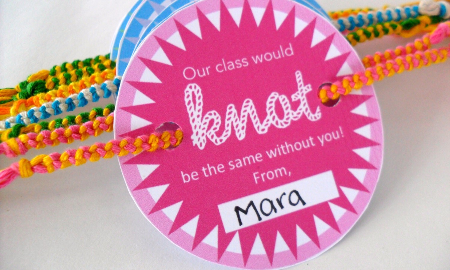 INSTANT DOWNLOAD Pink Friendship Bracelet Valentine Card