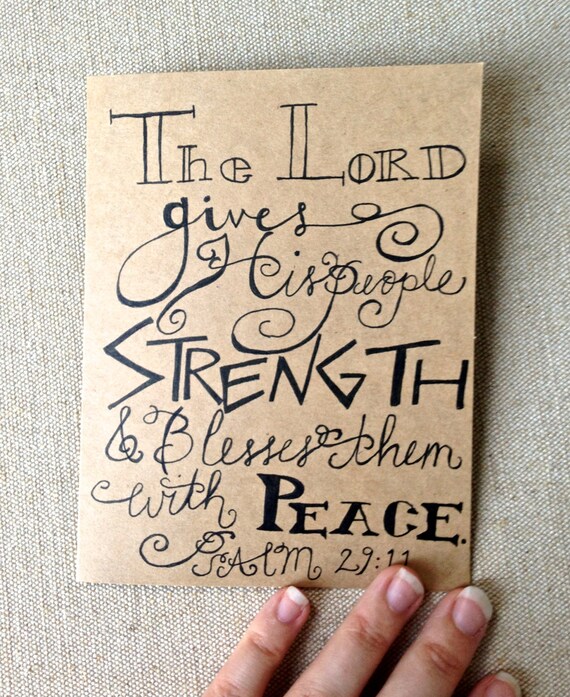 Items similar to Bible verse encouragement card. Psalm 29:11, "The Lord ...