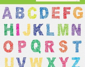 Coloful Alphabets Clipart. Digital Alphabets. Coloful Scratching ...