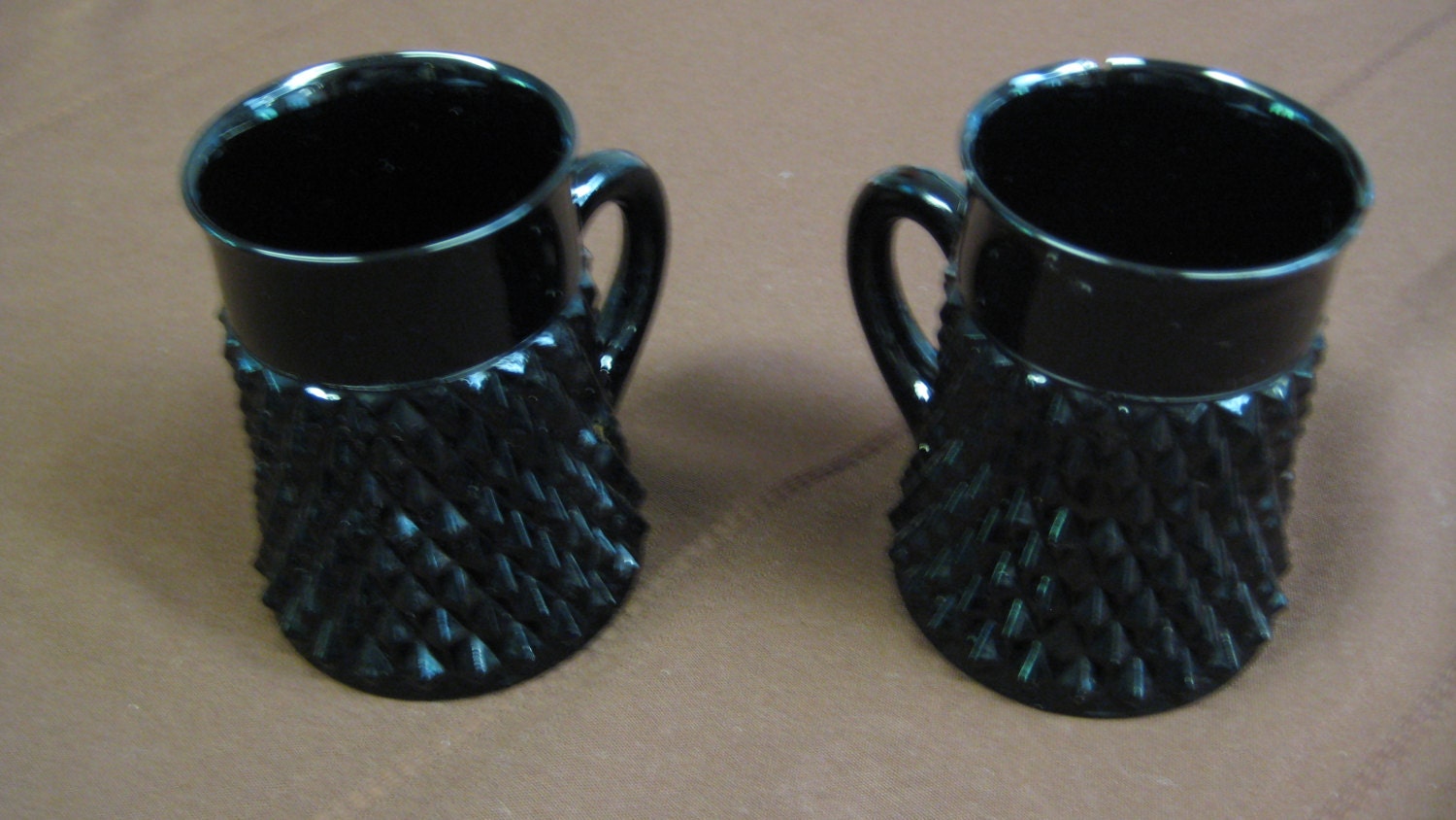 Tankard Mugs, Tiara Black Diamond Point Indiana Glass, 2 Mugs – Haute Juice