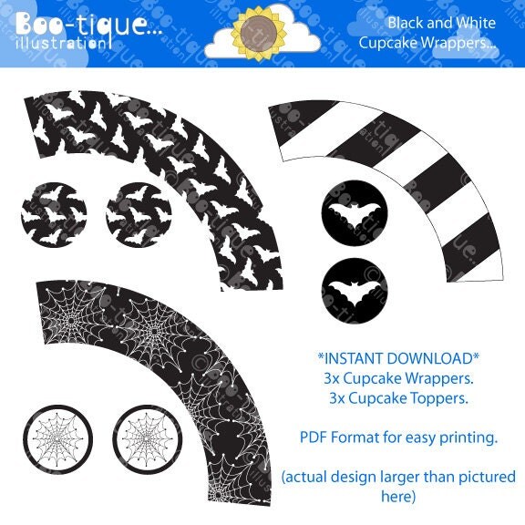 Printable Halloween Cupcake wrapper and cake toppers PDF, Digital ...