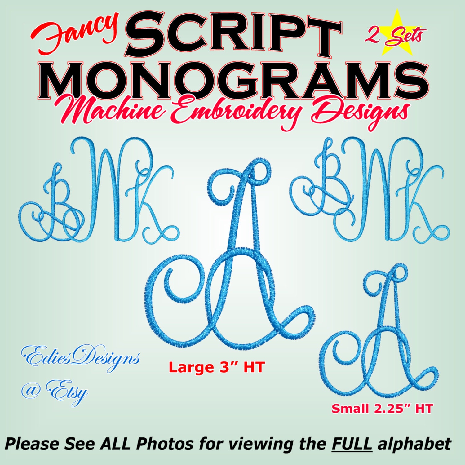 Fancy Script Monograms Script Monograms Machine Embroidery