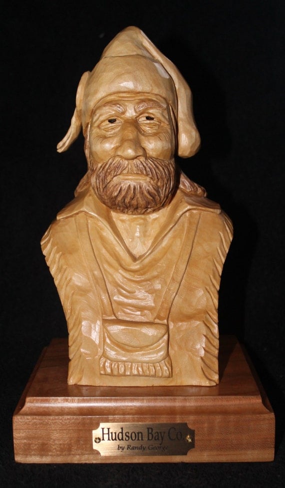 Fur Trapper Hand Carved French Canadian Realistic Human Bust